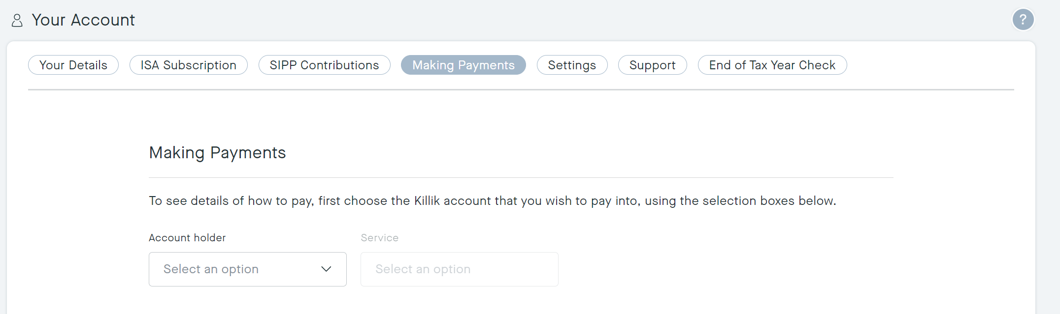Your Account – Client Support